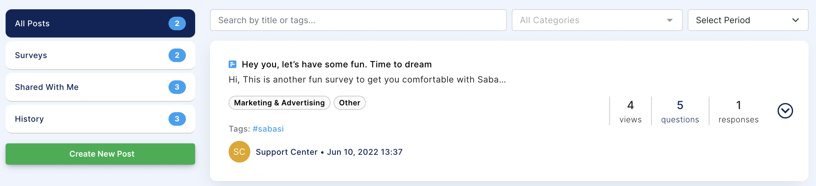 Explore public surveys – Sabasi Support